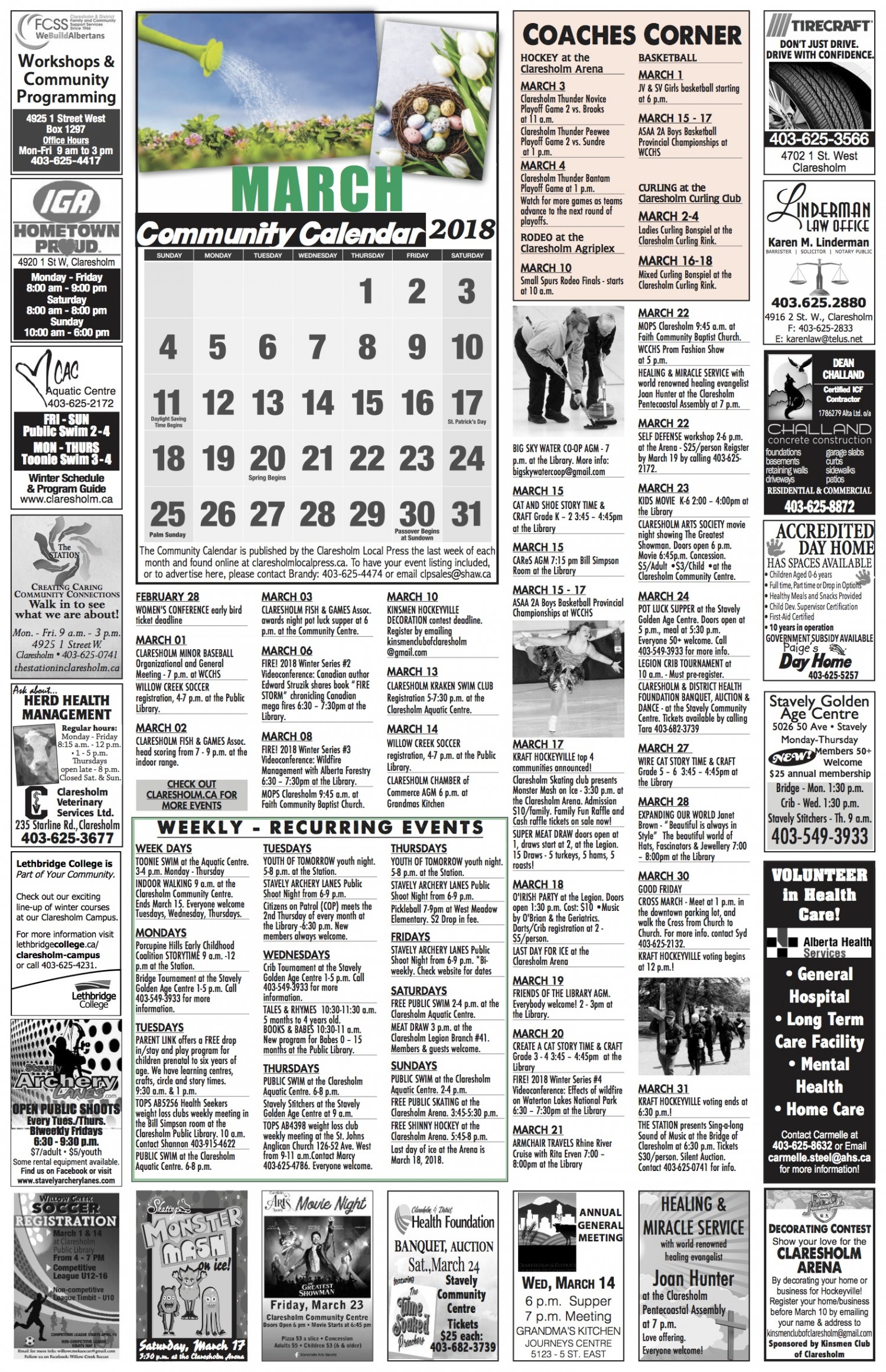 Classifieds & Community Calendar | Claresholm Local Press