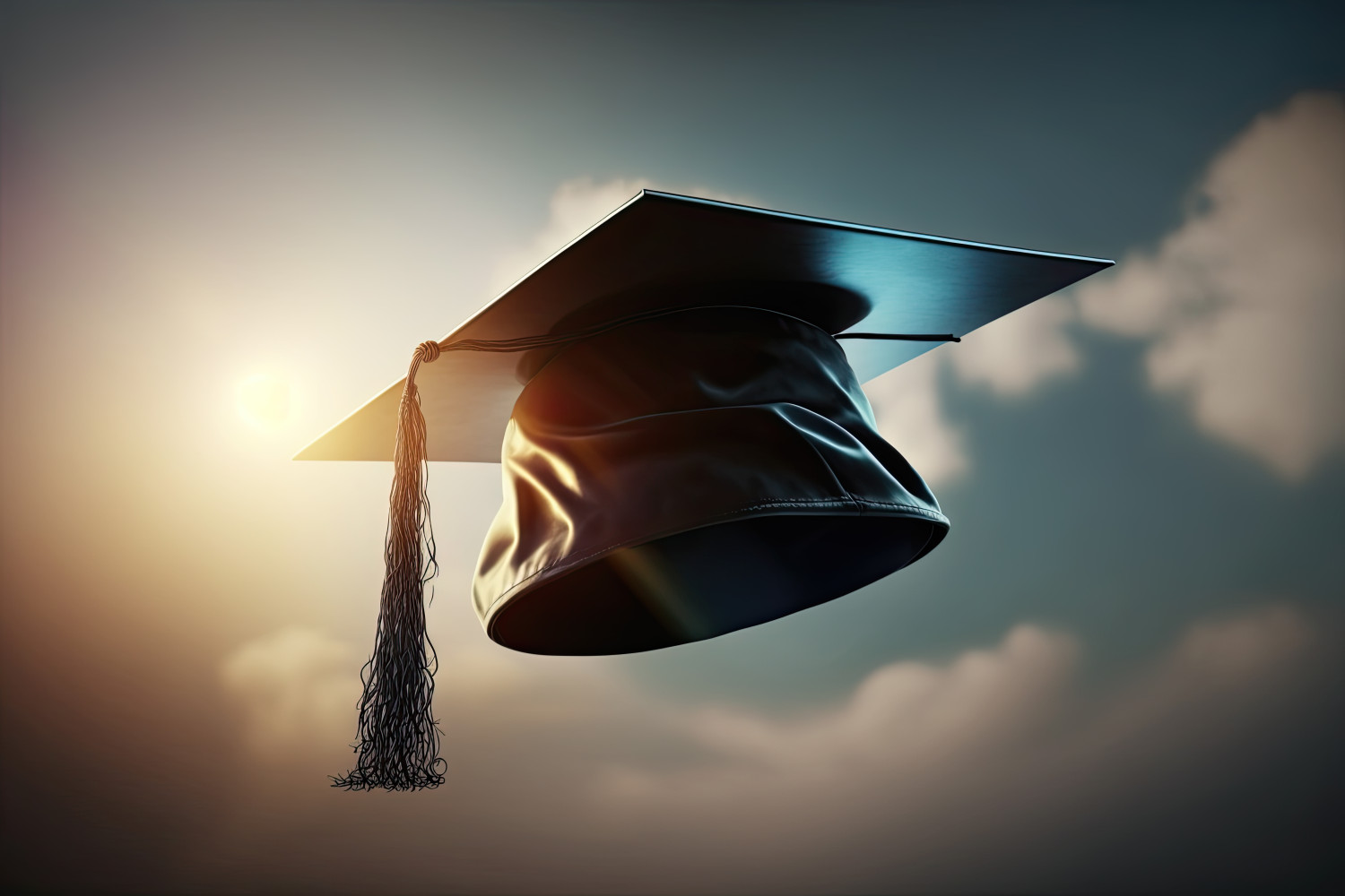 graduation-cap-thrown-into-air-with-sky-background-evening-light ...